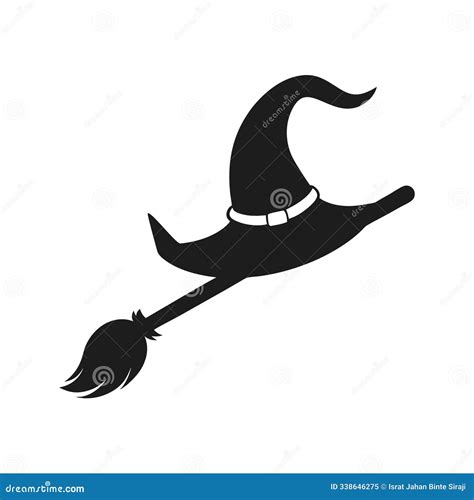 Silhouette Of A Witch Hat On A Broomstick Stock Vector Illustration