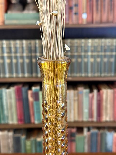 Vintage Empoli Amber Bubble Glass Vase Etsy