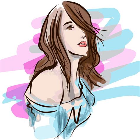 Surprised Woman With Brown Hair Stock Vector Illustration Of Drawing