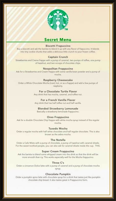 Secret Menus Starbucks Secret Menu