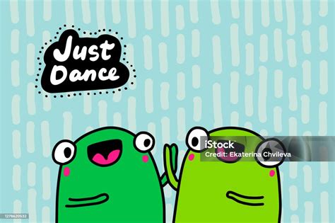 Bara Dansa Hand Dras Vektor Illustration I Tecknad Doodle Stil Två