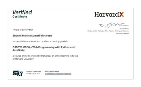 Shenali Vitharana On Linkedin Edx Harvarduniversity