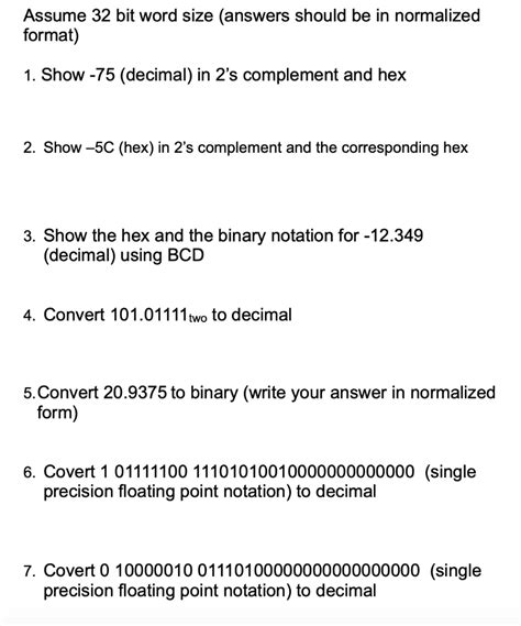 Solved Assume Bit Word Size Answers Should Be In Chegg