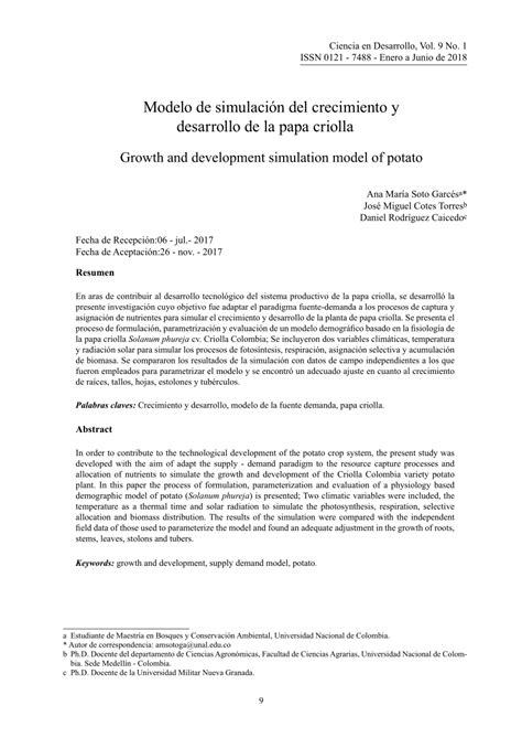 Pdf Growth And Development Simulation Model Of Potato