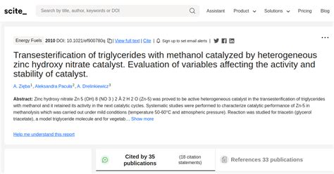 Transesterification Of Triglycerides With Methanol Catalyzed By Heterogeneous Zinc Hydroxy