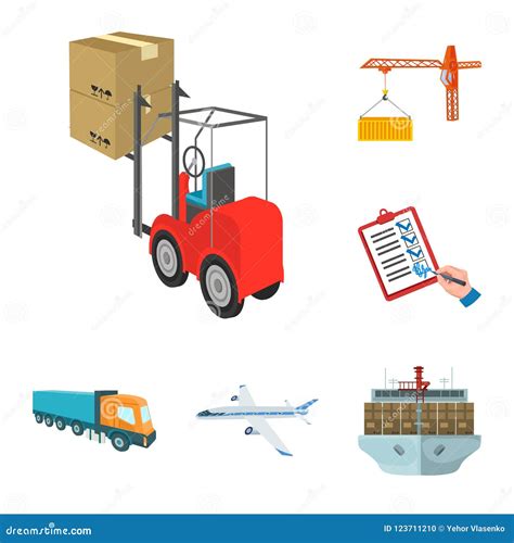 Logistics And Delivery Cartoon Icons In Set Collection For Design