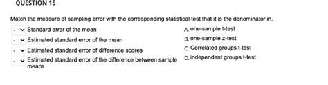 Solved Match The Measure Of Sampling Error With The Chegg Com