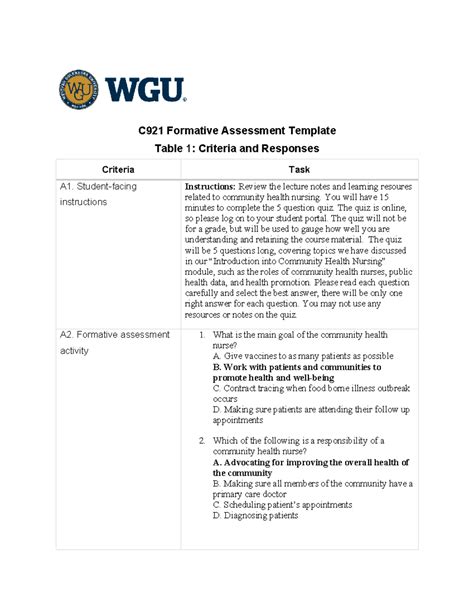 Task 1 Assessment Template C921 Formative Assessment Template Table 1 Criteria And Responses