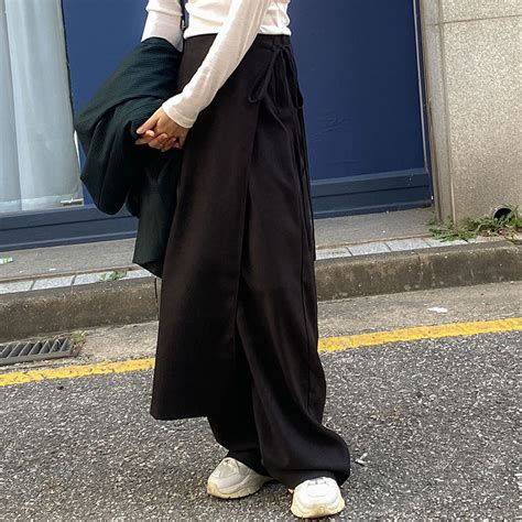 겨울버전 기모 레이어드 랩 치마 팬츠
