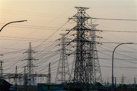 Crowd High Voltage Electrical Cable Stock Image Image Of Dangerous Pillar 266344827