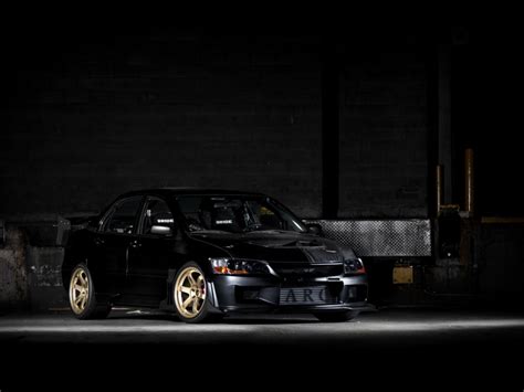 Обои мицубиси, lancer, evolution 9, do luck, тюнинг, чёрный, mitsubishi ...