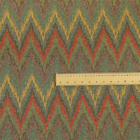 Ipoh Collection Of Chevron Striped Heavyweight Chenille Grey Multi Col
