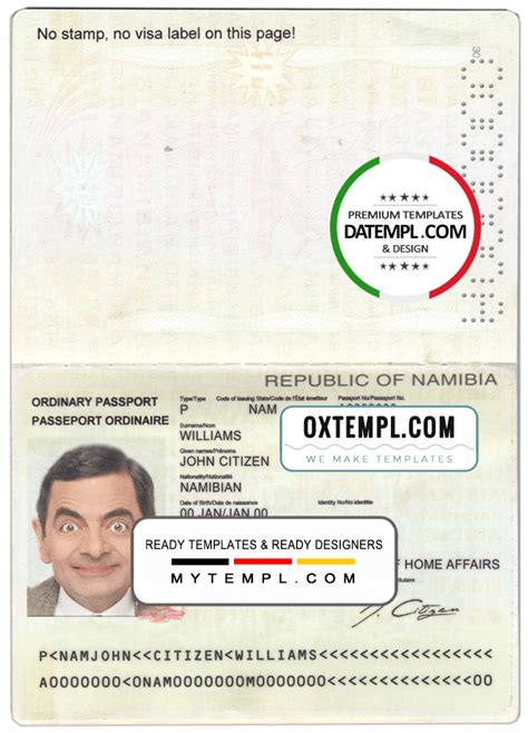 Namibia Passport Template In Psd Format Fully Editable Download At