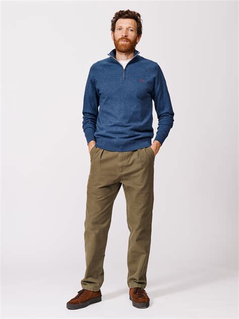 Bonby Zip Neck Cotton Jumper Aubin