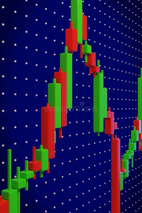 Three Dimensional Japanese Candlestick Chart 3d Illustration Stock
