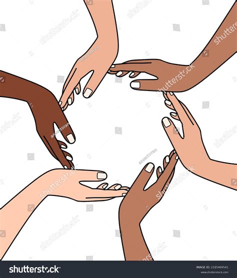 Vector Drawing Hands Different Skin Colors Stock Illustration 2185469541 Shutterstock