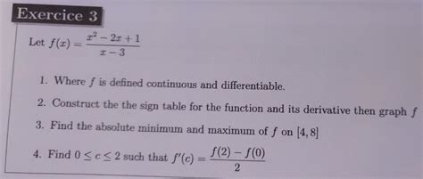 Solved Let F X X−3x2−2x 1 1 Where F Is Defined Continuous