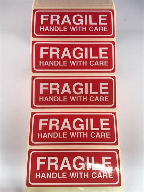 Breekbaar Fragile Stickers 90 X 35 Mm 25 Stuks