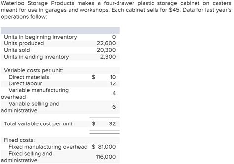 Solved Assume That The Company Uses Variable Costing Chegg
