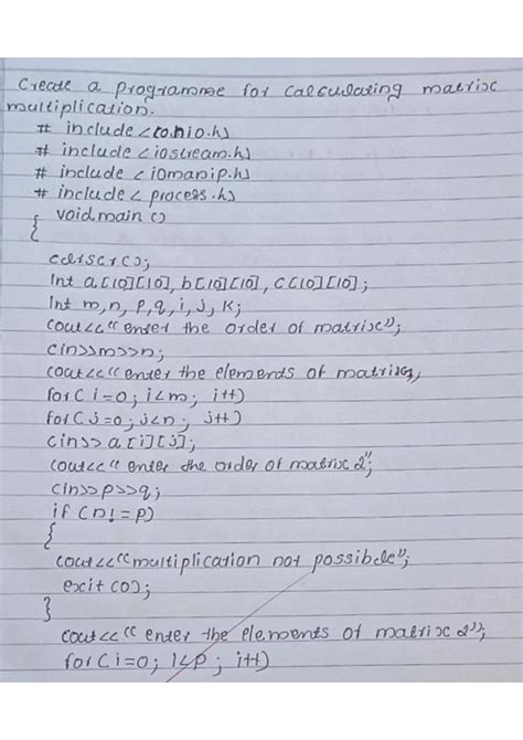 SOLUTION Program For Calculating Matrix Multiplication Studypool