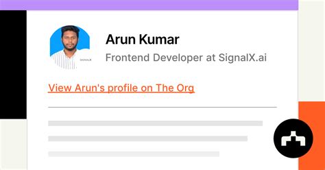Arun Kumar Frontend Developer At Signalxai The Org