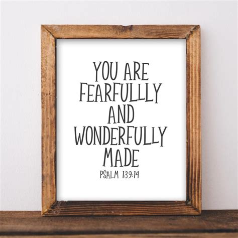 Fearfully And Wonderfully Made Psalm 139 14 Printable Cute Dorm