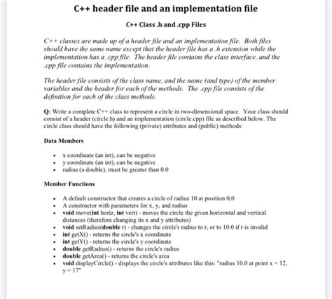 solved c header file and an implementation file c class