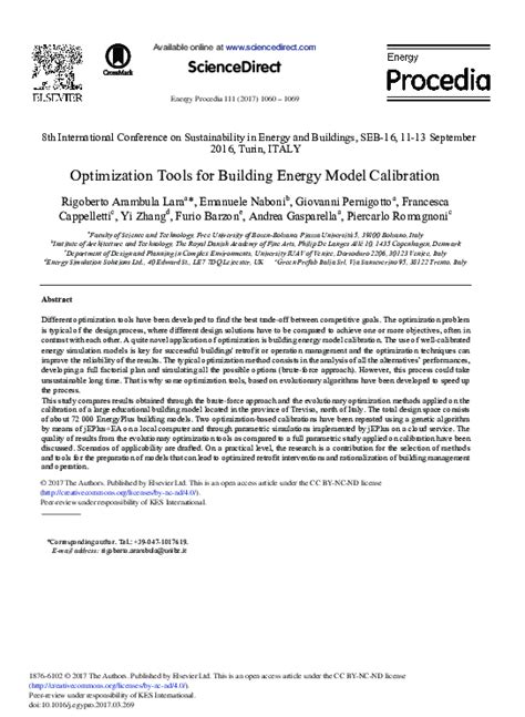 pdf optimization tools for building energy model calibration