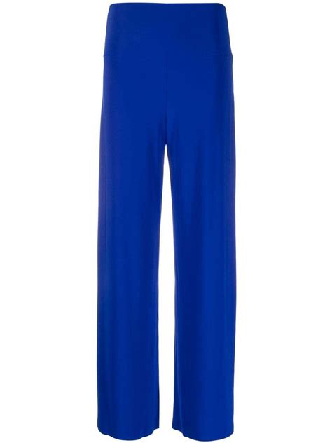 Norma Kamali Stretch Wide Leg Trousers Blue Editorialist