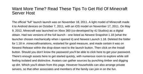 Want More Time Learn These Methods To Get Rid Of Minecraft Server Hostvwpzi Pdf Pdf Docdroid