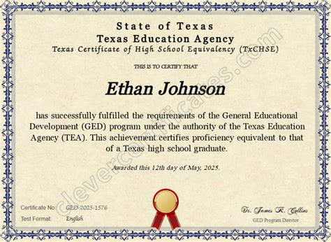 Texas High School Equivalency Certificate Customizable High School