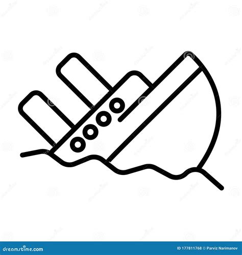 Sinking Ship Thin Line Icon Disaster And Water Boat Catastrophe Sign Vector Graphics A