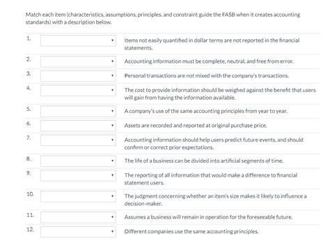 Solved Match Each Item Characteristics Assumptions