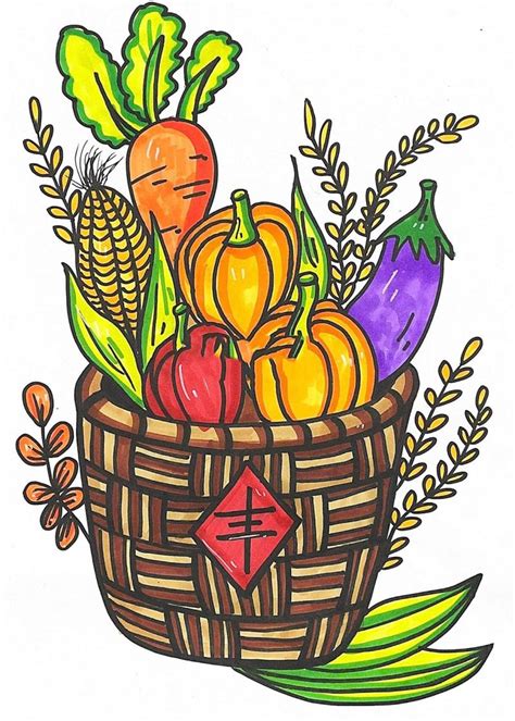 秋天的果实和蔬菜儿童画简单又好看（汇总15张）儿童画图片大全
