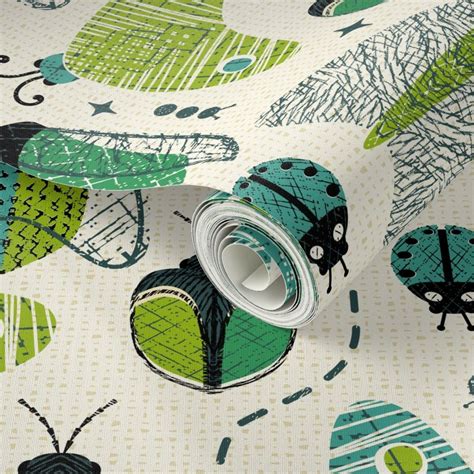Retro Bug Abstract Wallpaper Spoonflower