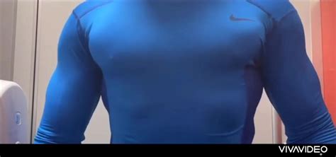 Muscle Hunks Pec Bounce In Blue Tshirt No Nude