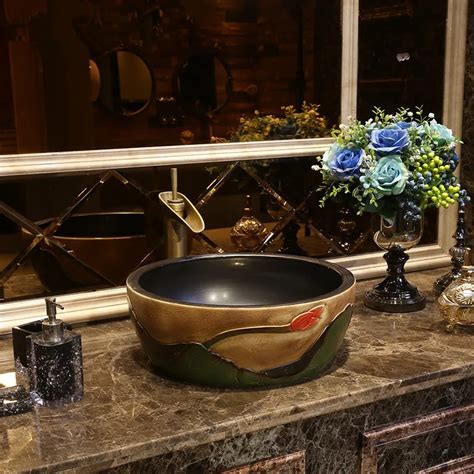 Chinese Antique Chinese Ceramic Round Bathroom Basin Hand Wash Bowls