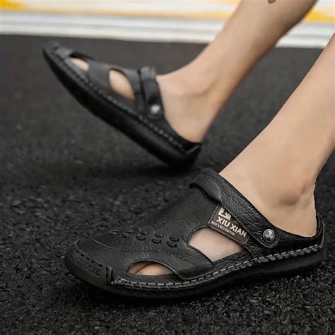 Mens Breathable Non Slip Sandals Leather Comfortable Casual Temu