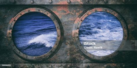 녹슨 배 현 금속 배경 창에서 파도 치는 바다 3 차원 일러스트 레이 션 선박에 대한 스톡 사진 및 기타 이미지 선박 리벳 둥근 창 Istock