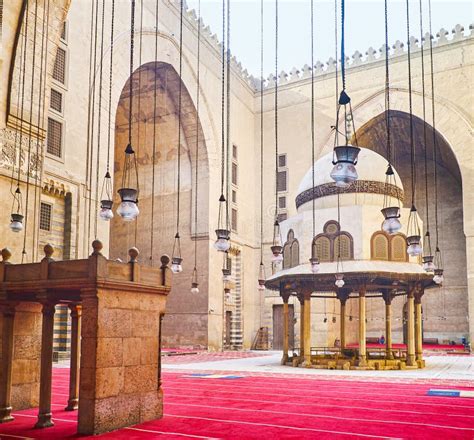 The Courtyard Of Sultan Hassan Mosque Madrasa Cairo Egypt Editorial