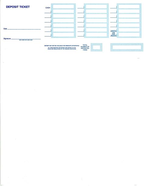 Blank Deposit Slips Printable