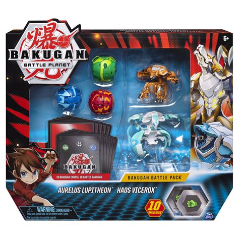 Bakugan Battle Pack 5 Pack Aurelus Lupitheon And Haos Vicerox