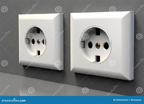 Ai Generated Illustration Of Two Electrical Outlets Connected To A Wall Stock Illustration