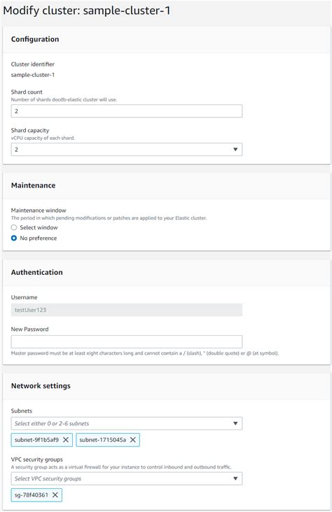 Managing Elastic Clusters Amazon Documentdb