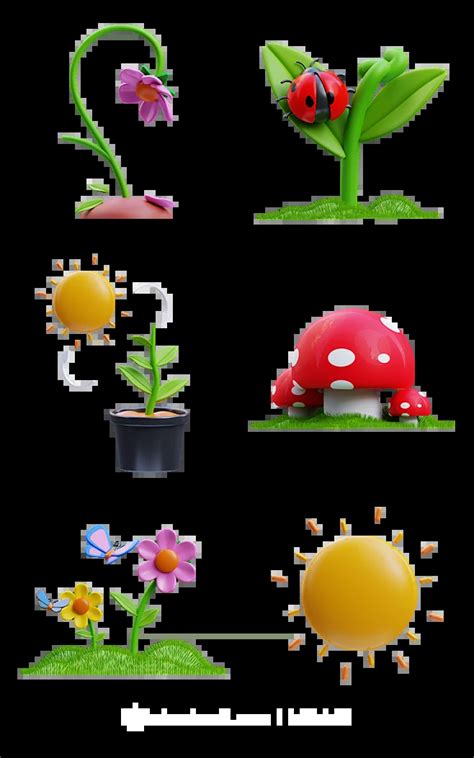 Blender三维模型源文件 园艺工具肥料浇水鲜花蜜蜂种植雨靴立体图标icon【ai宇宙吧】 花瓣网