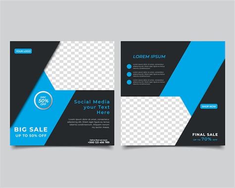 편집 가능한 최소 사각형 배너 템플릿 집합입니다 소셜 미디어 포스트 판매 템플릿 디자인 프리미엄 벡터