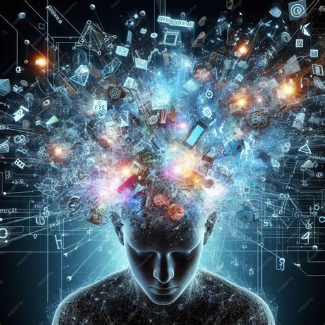 Premium Ai Image A Head Of A Person Overwhelmed By Social Media Information And Data Too Much
