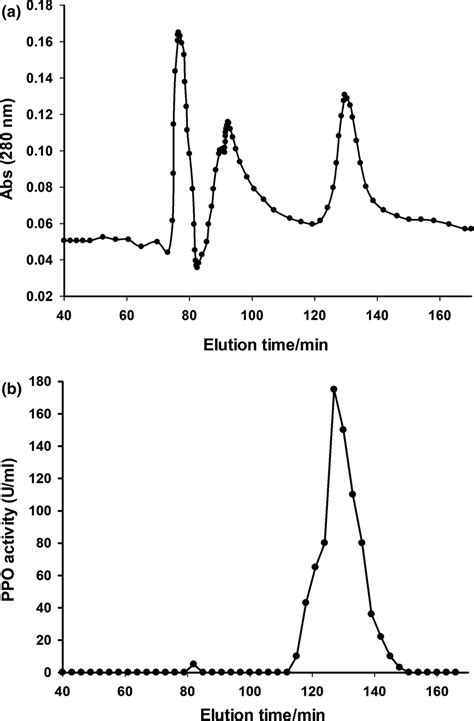 Chromatographic Elution Profile A And Enzyme Activity Peak B Of Ppo