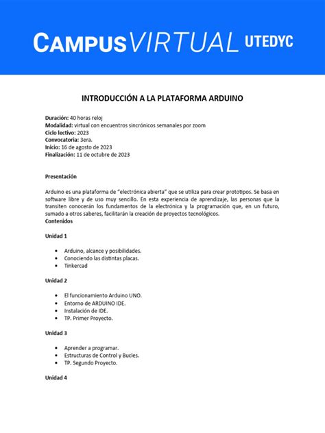 Introducción A La Plataforma Arduino Pdf Arduino Moodle