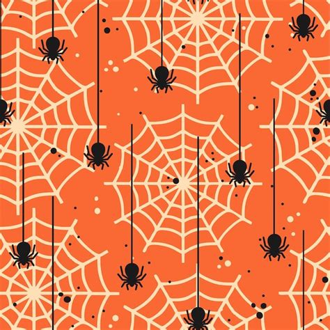 Premium Vector Halloween Vector Seamless Pattern With Spider And Spider Web